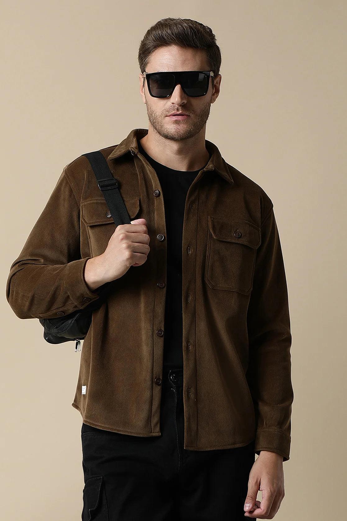 Buy Fort collins Men's Brown Corduroy Shacket Online in India
